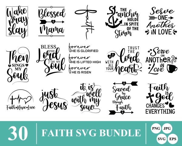 Faith SVG Bundle, Blessed Mama SVG, Wake Pray Slay SVG, Decals And ...